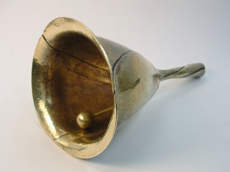 Hand Bell 2, hammer-formed brass bell by metalsmith Steve Shelby