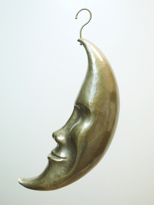 Moon Face 1, hammer-formed brass sculpture by metalsmith Steve Shelby