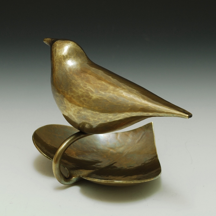 Sparrow, metal bird sculpture by metalsmith Steve Shelby